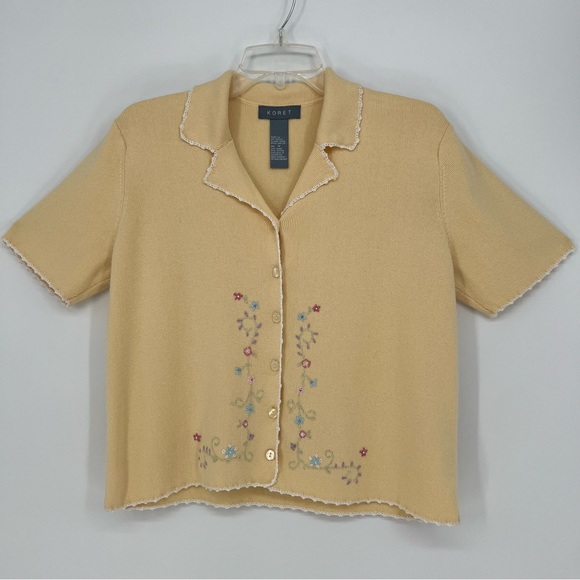 Koret | Tops | Vintage Koret Women Knit Short Sleeve Sweater Yellow ...